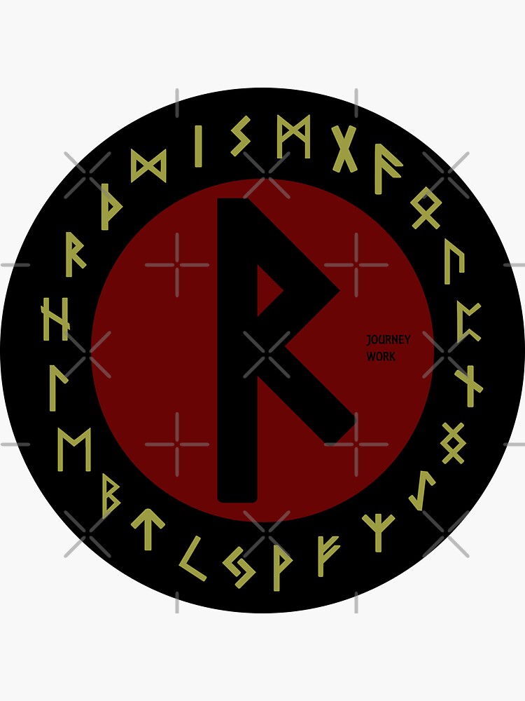 "Red Raidho Futhark Rune Symbol" Sticker by depicg | Redbubble