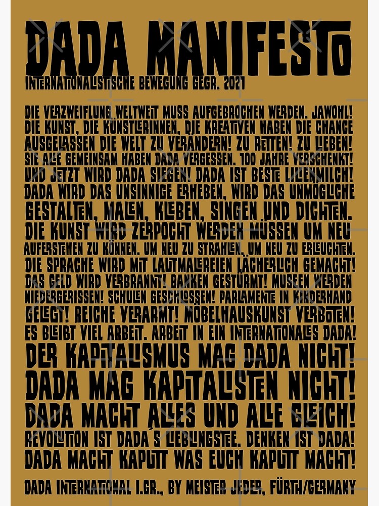 "DaDA Manifesto wrapping paper" Poster by MeisterJeder | Redbubble