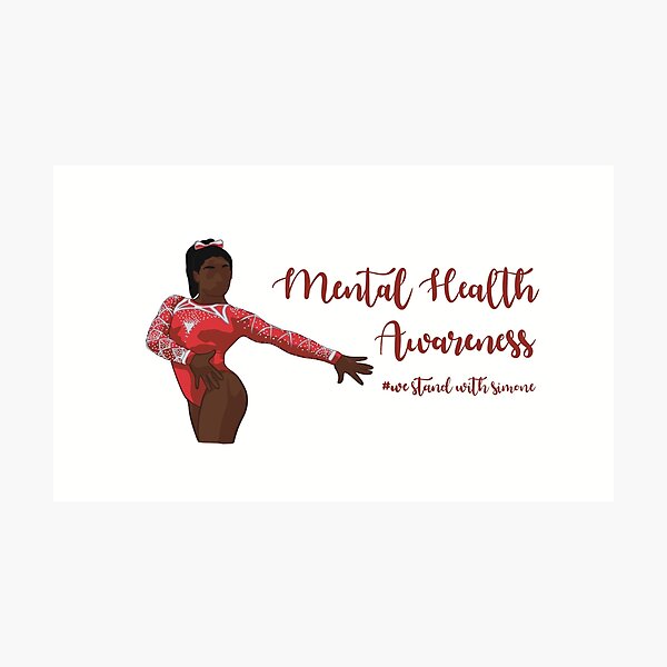 "Simone Biles Mental Health Awareness Red" Photographic Print for Sale ...