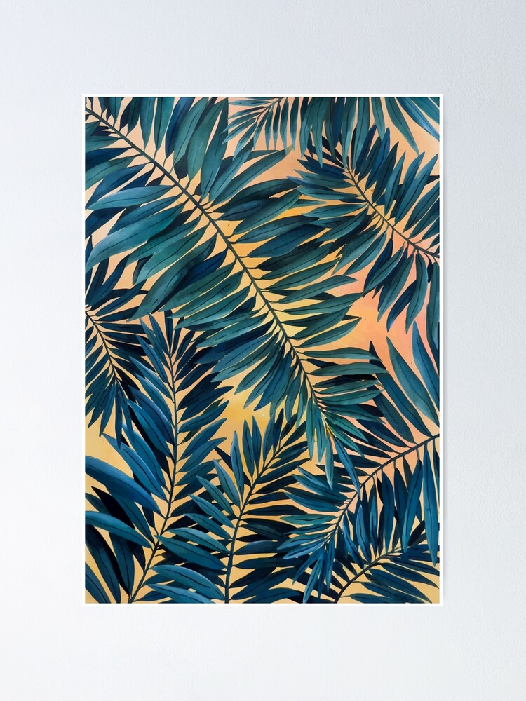 "Abstract Palm Leaves 3, Tropical Plant Illustration" Poster for Sale ...