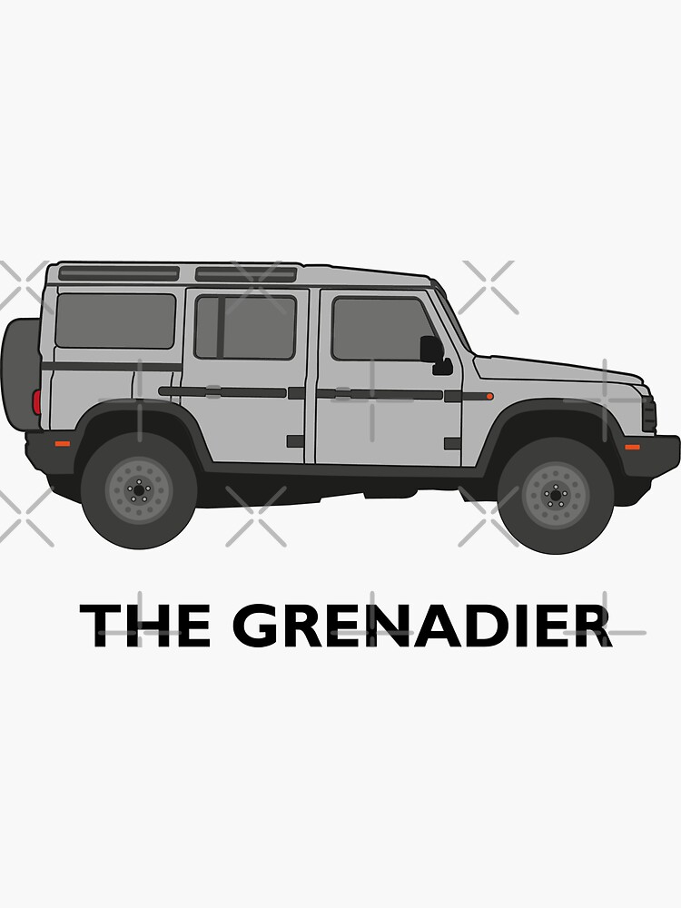 "The Grenadier off-road vehicle (gray / lettering)" Sticker by ...