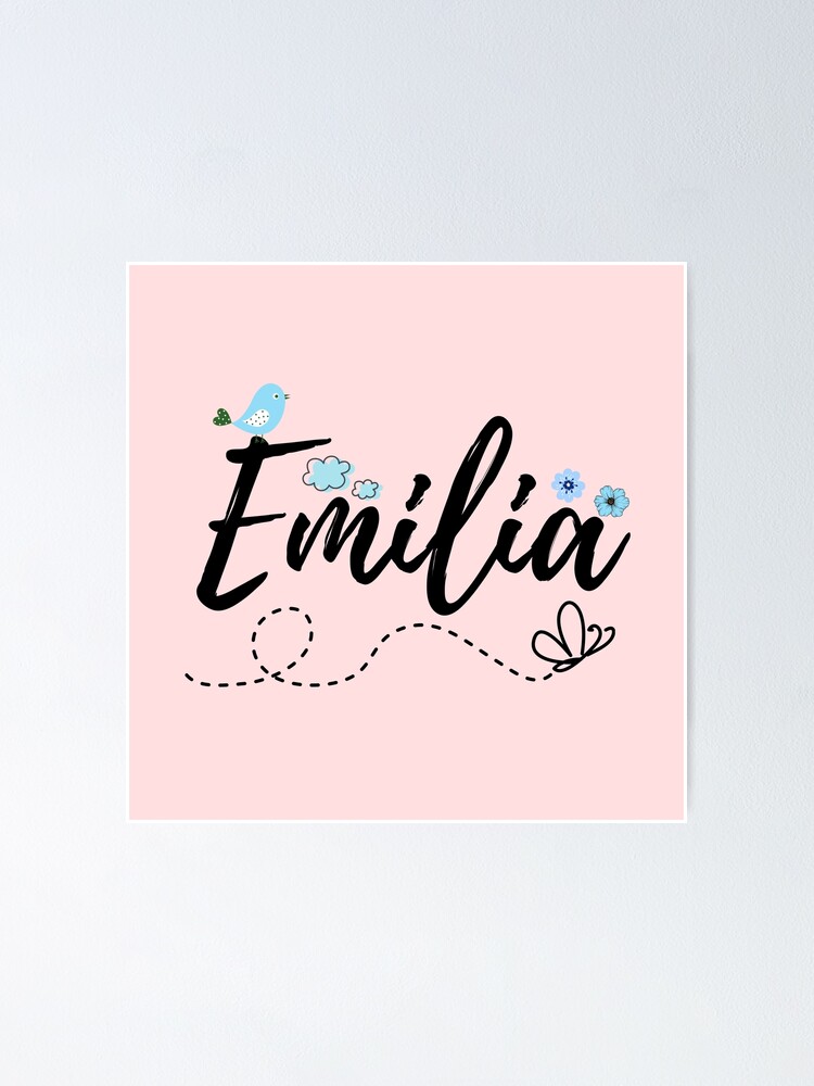 "Emilia Name Baby Kind Mädchen Hübsche Blumen | Name Design rosa blaue ...