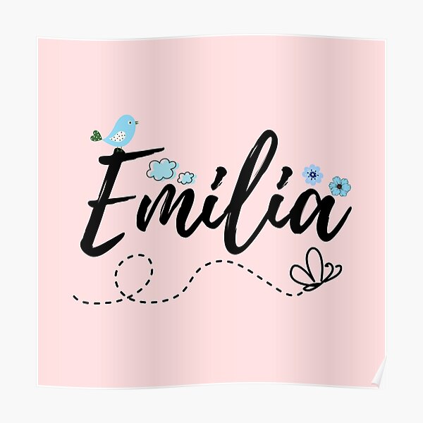 "Emilia Name Baby Kind Mädchen Hübsche Blumen | Name Design rosa blaue ...