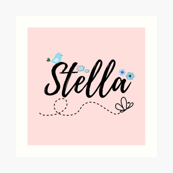 "Stella Name Baby Child Girl Pretty Flowers | Name Design Pink Blue ...