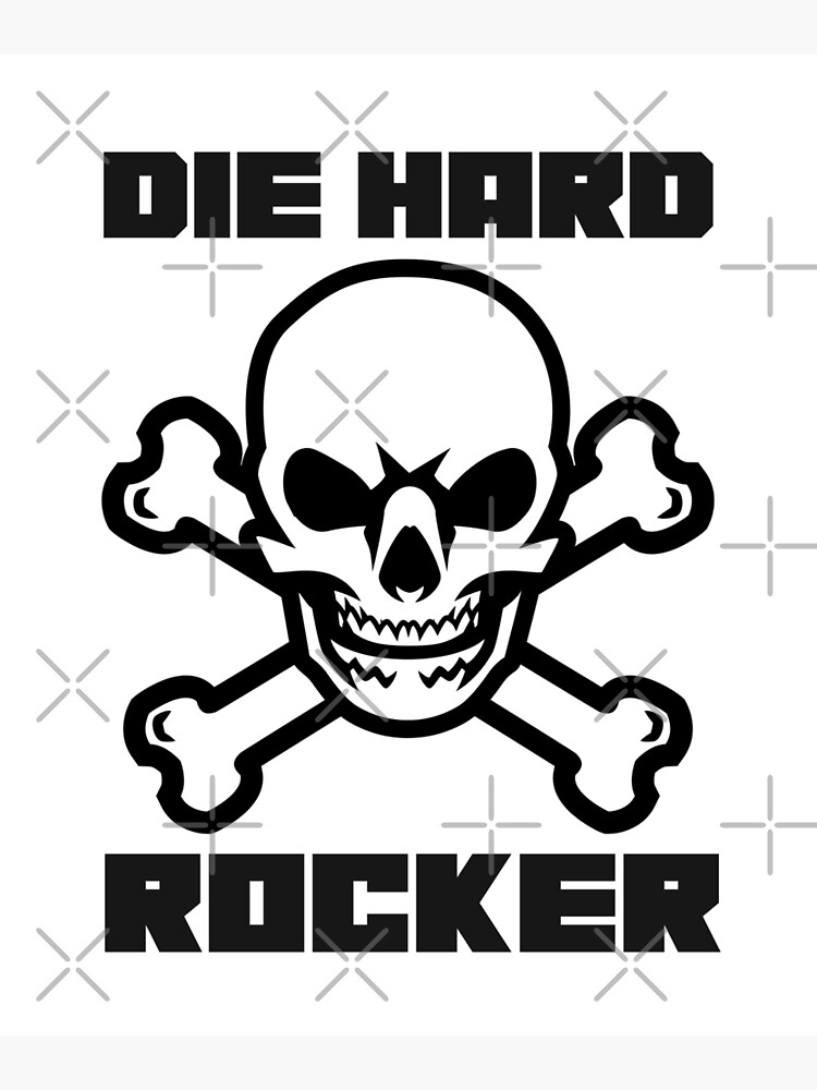 "Die Hard Rocker Skull and Crossbones Black Logo" Art Print for Sale by ...