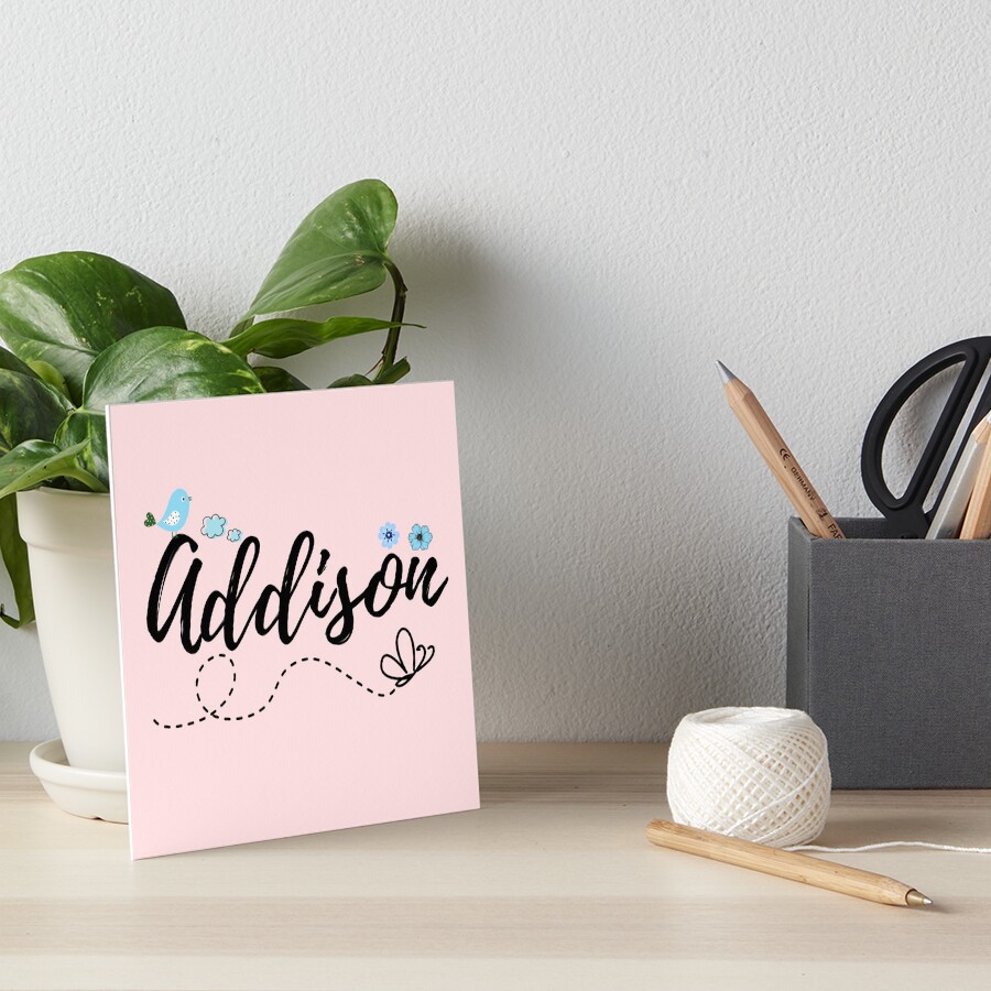 "Addison Name Baby Child Girl Pretty Flowers | Name Design Pink Blue ...