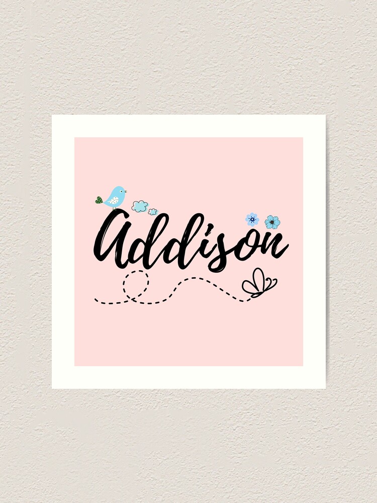 "Addison Name Baby Child Girl Pretty Flowers | Name Design Pink Blue ...