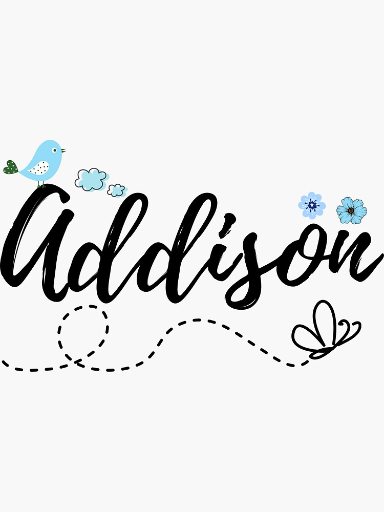 "Addison Name Baby Child Girl Pretty Flowers | Name Design Pink Blue ...