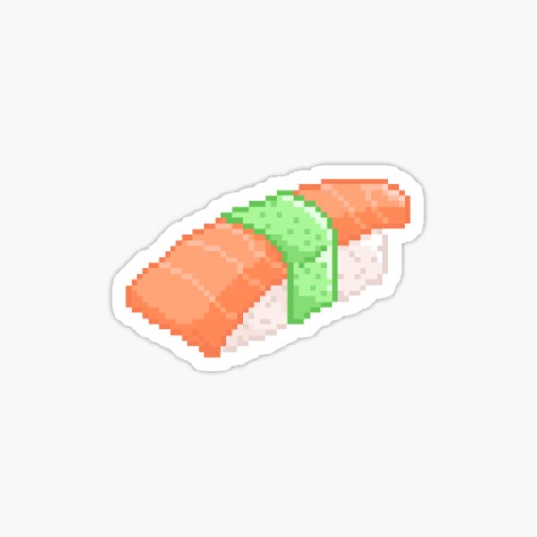 "Pixel salmon nigiri sushi sticker" Sticker for Sale by SashimiShoppe ...