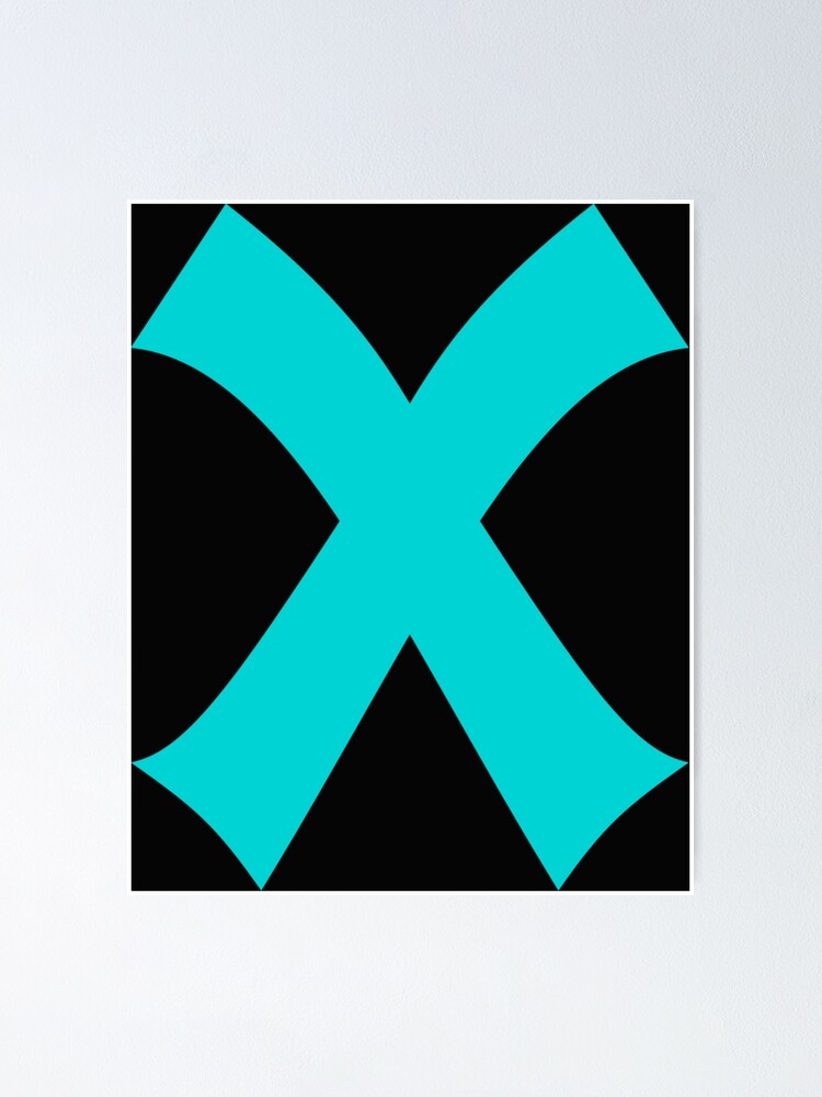 Póster «X azul, X marca el lugar, búsqueda del tesoro, casilla marcada ...