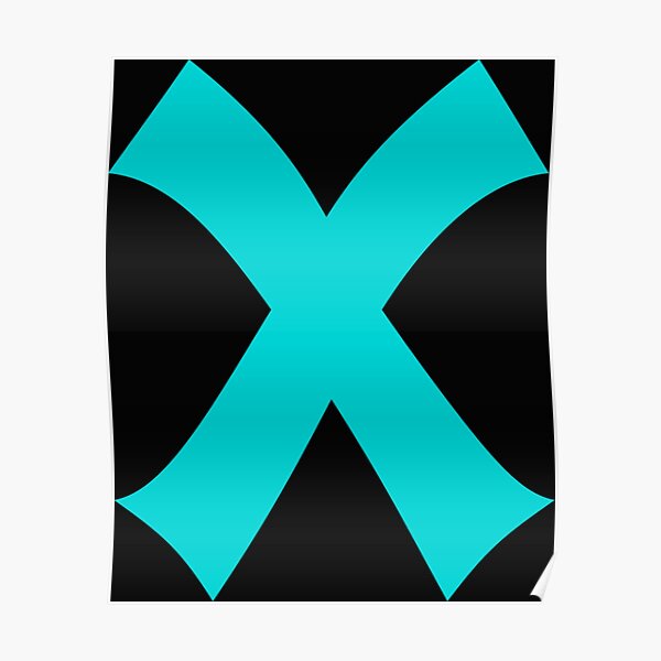 Póster «X azul, X marca el lugar, búsqueda del tesoro, casilla marcada ...