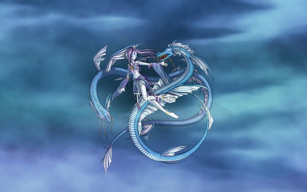 "Anime Cloud Serpents with Flying Air Sprite. Japanese Dragons" by ...