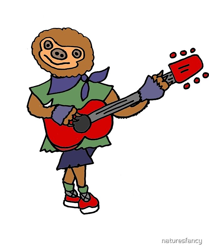 "Funky Cool Sloth Playing Guitar" by naturesfancy | Redbubble