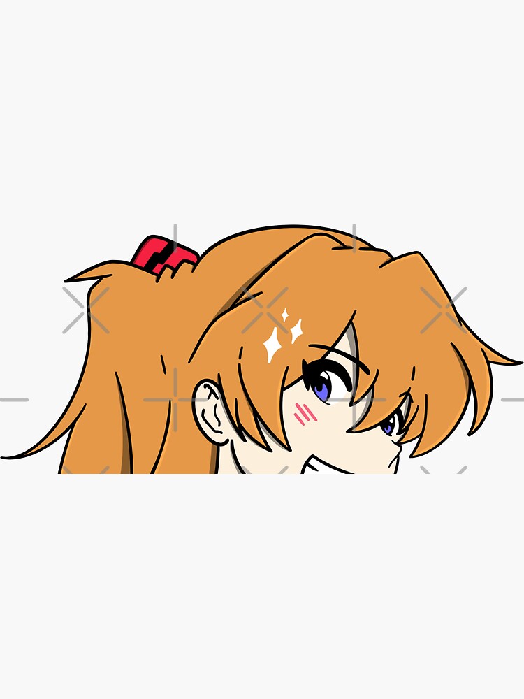 "Evangelion Asuka Langley Anime Peeker Sticker" Sticker for Sale by ...