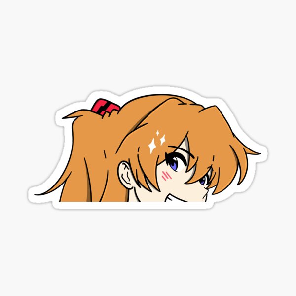 "Evangelion Asuka Langley Anime Peeker Sticker" Sticker for Sale by ...
