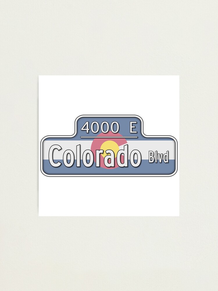 "Colorado Blvd Street Sign - Denver - Colorado State Flag" Photographic ...