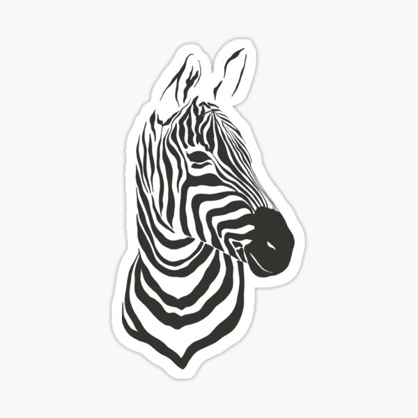 "Black Lines Zebra Head Print" Sticker for Sale by TheWildFlix | Redbubble