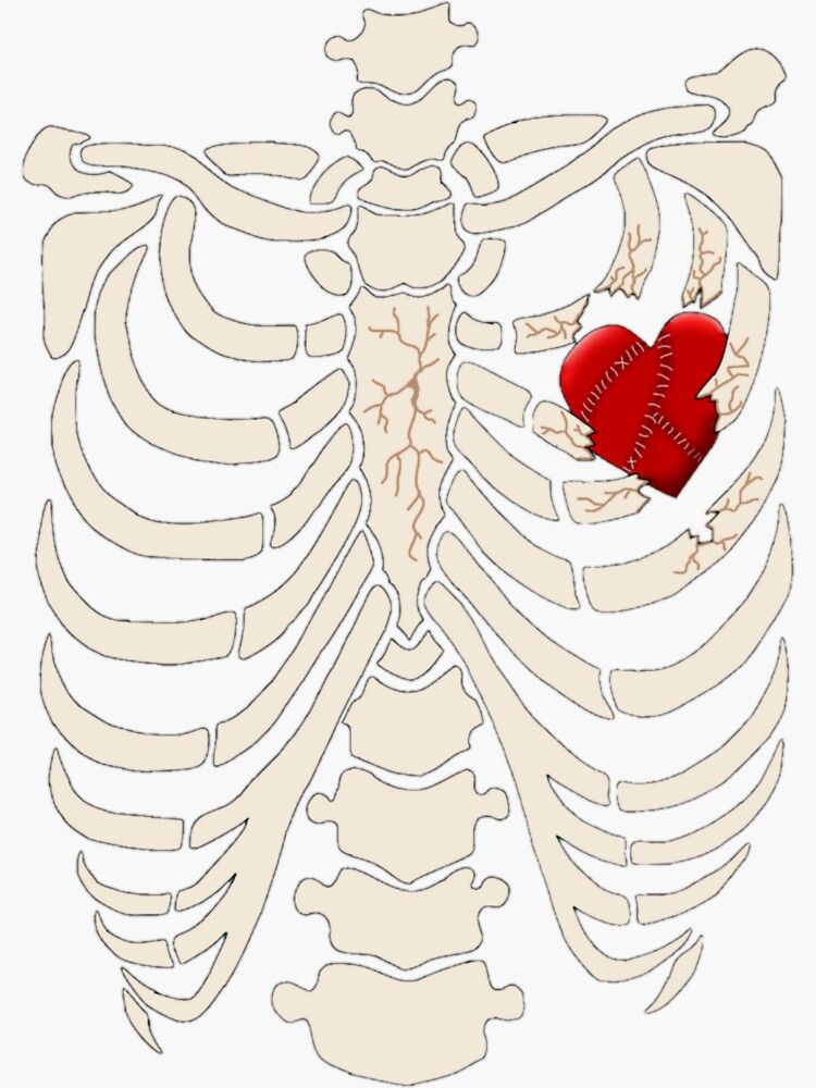 "Spooky Broken Ribs Tattered Heart " Sticker for Sale by BillyBones2319 ...