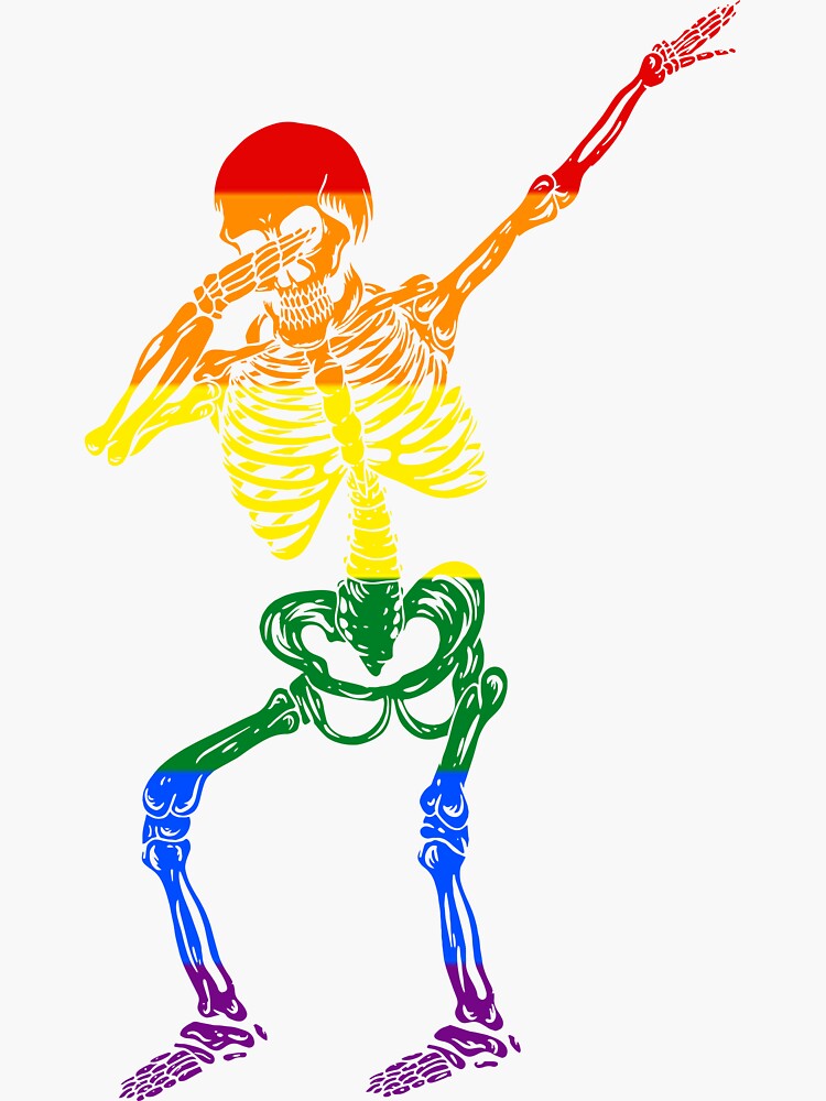 "LGBT Halloween Costume Gift Gay Skeleton Queer Pride Rainbow" Sticker ...