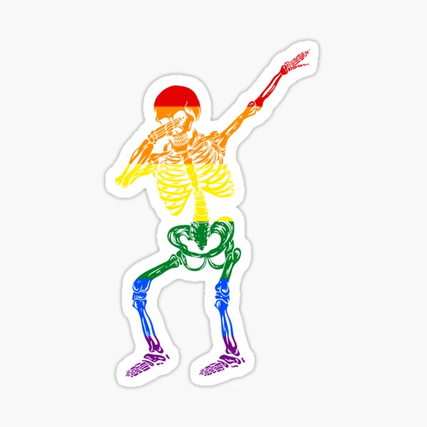 "LGBT Halloween Costume Gift Gay Skeleton Queer Pride Rainbow" Sticker ...
