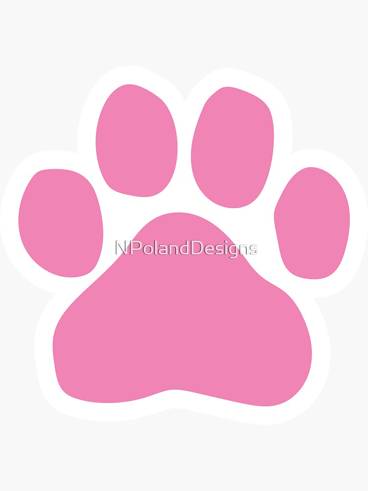 "Pink Paw Print Sticker" Sticker for Sale by NPolandDesigns | Redbubble