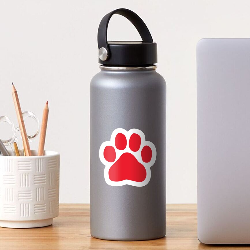 "Red Paw Print Sticker" Sticker for Sale by NPolandDesigns | Redbubble
