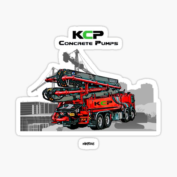 "KCP Concrete Pumps" Sticker for Sale by Makitoons | Redbubble