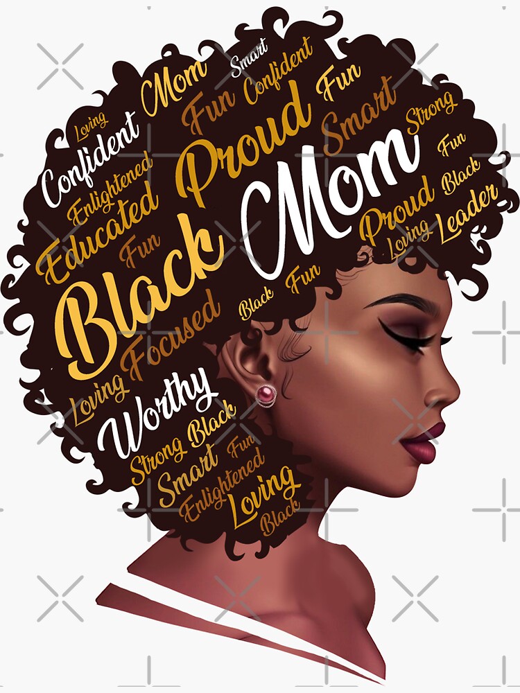 Happy Mothers Day Black Mom Queen Afro African Woman Sticker For