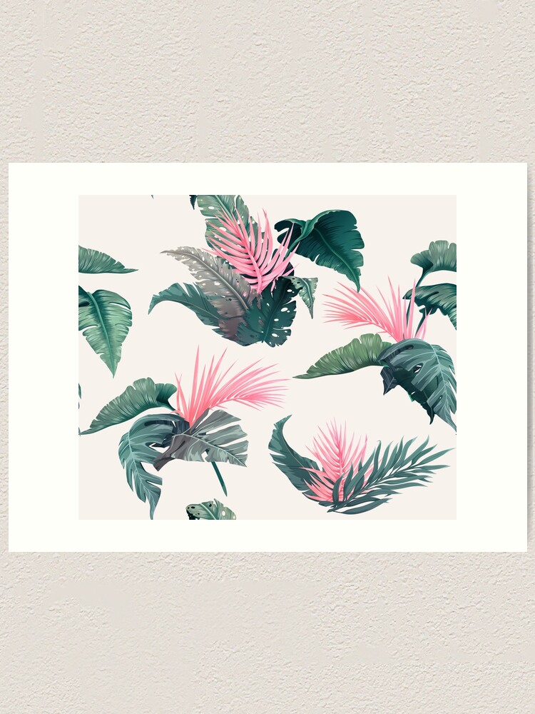 Lámina artística «Patrón transparente tropical brillante con fondo exótico de plantas de la ...