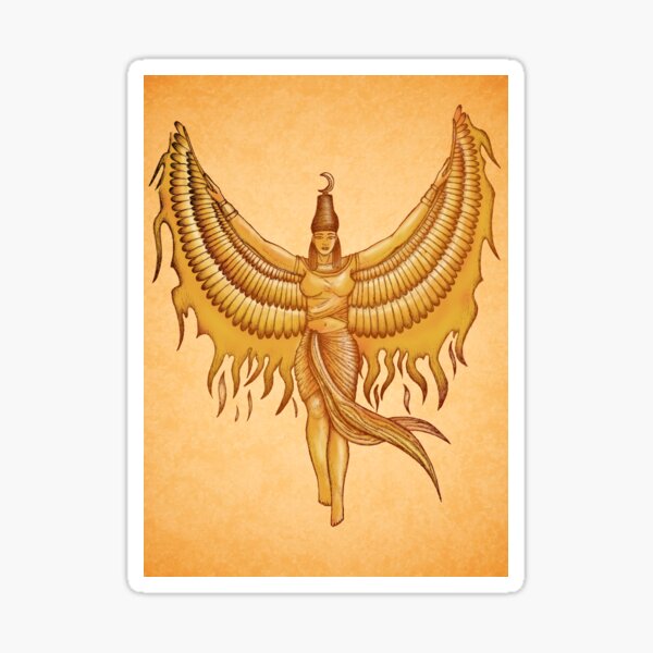 "Isis, Goddess Egypt with wings of the legendary bird Phoenix" Sticker ...