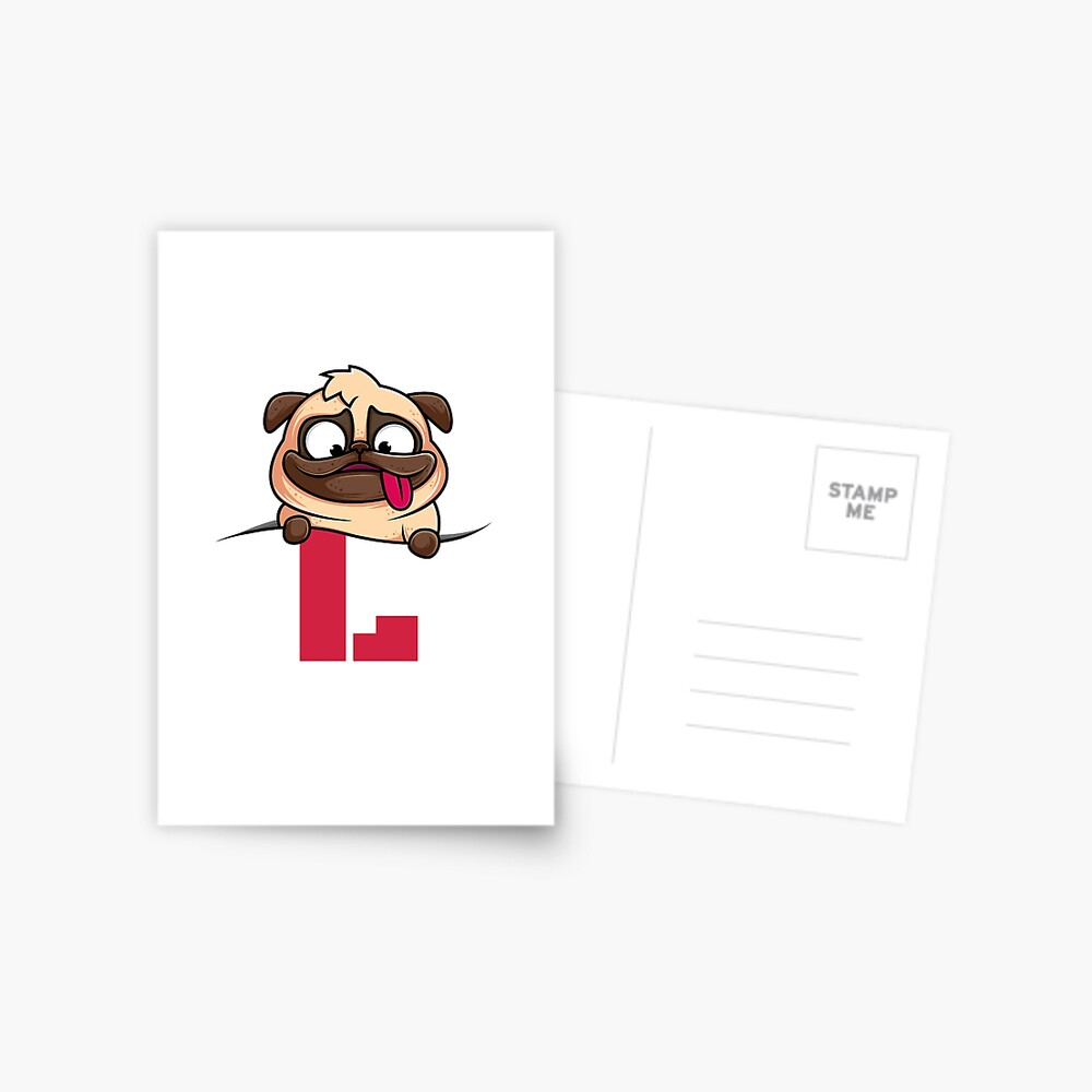 "Cute Pug alphabet, letter L, dog alphabet" Postcard by efenem | Redbubble
