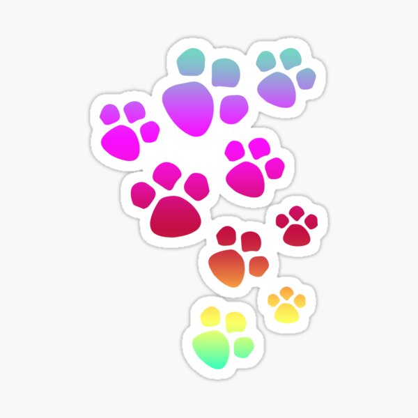 "Rainbow Dog Footprint Gradient Footmark Retro Spoor Graphic" Sticker ...
