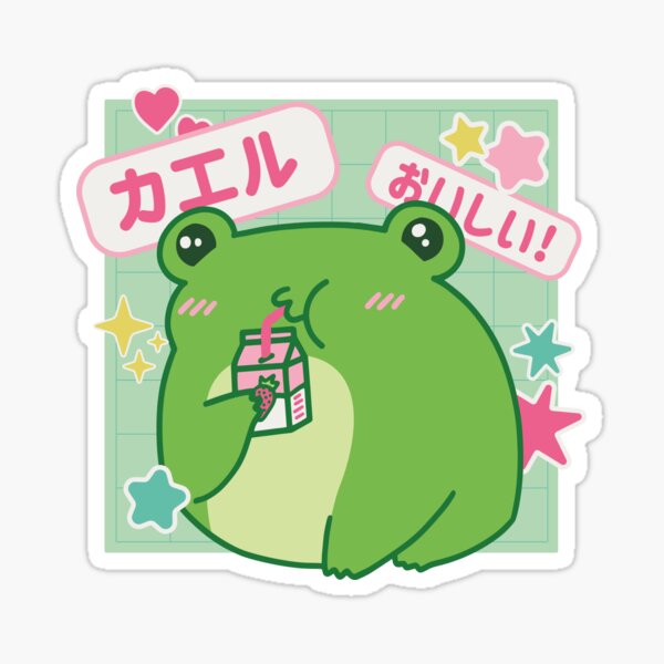 "Japanese Kawaii Frog Froggy Strawberry Milk Anime" Sticker for Sale by ...
