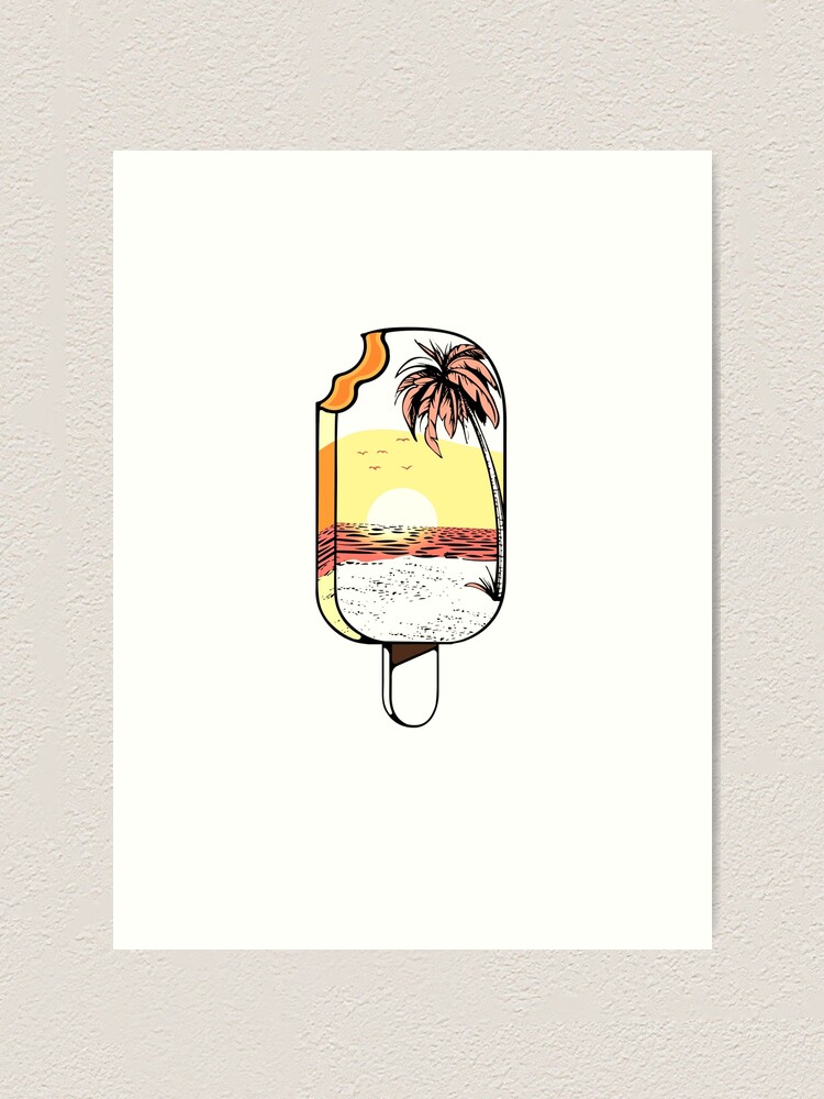 "Popsicle beach summer sun palm trees vacation beach vibes design" Art ...