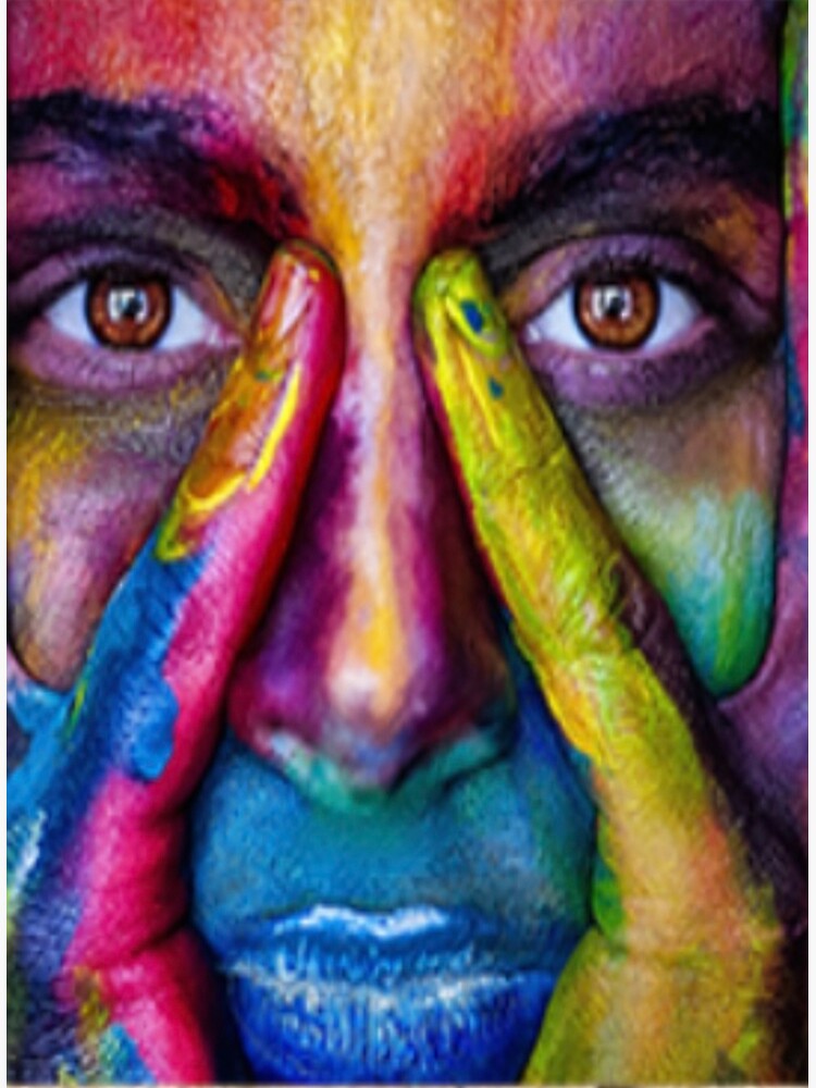 "Artist multi coloured painted face" Poster for Sale by Braunton ...