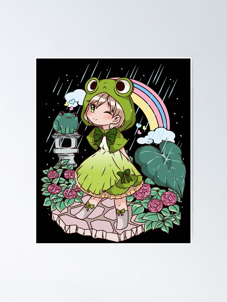 "Cute Kawaii Chibi Anime Teen Girl and Cottagecore " Poster by BampiQ ...