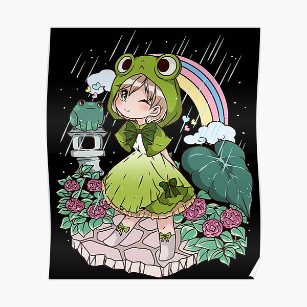 "Cute Kawaii Chibi Anime Teen Girl and Cottagecore " Poster by BampiQ ...