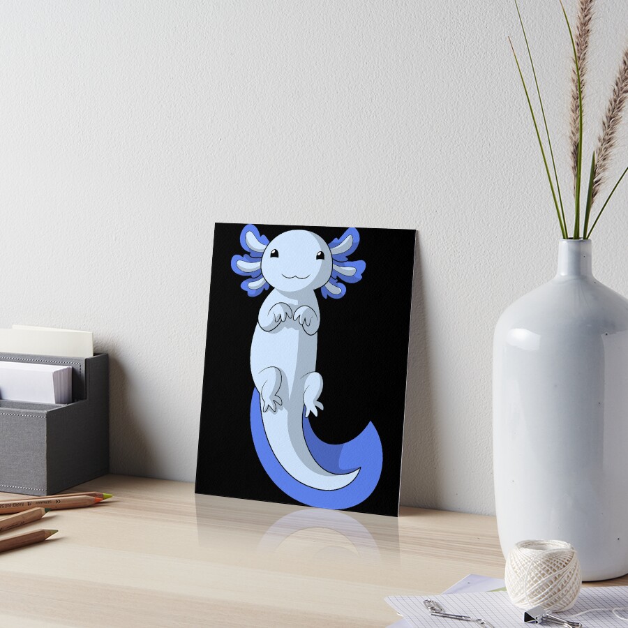 "Blue Axolotl | Cute Anime Axolotl Illustration" Art Board Print by ...