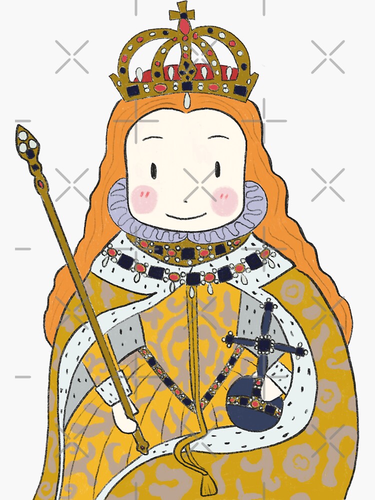 "Cute Hand Drawn History Figures Queen Elizabeth I" Sticker for Sale by ...