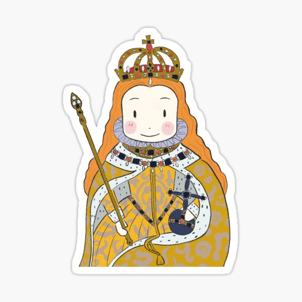 "Cute Hand Drawn History Figures Queen Elizabeth I" Sticker for Sale by ...