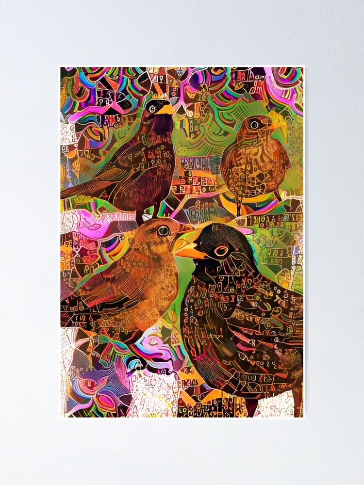 "Four Calling Birds" Poster by BeQuirky | Redbubble