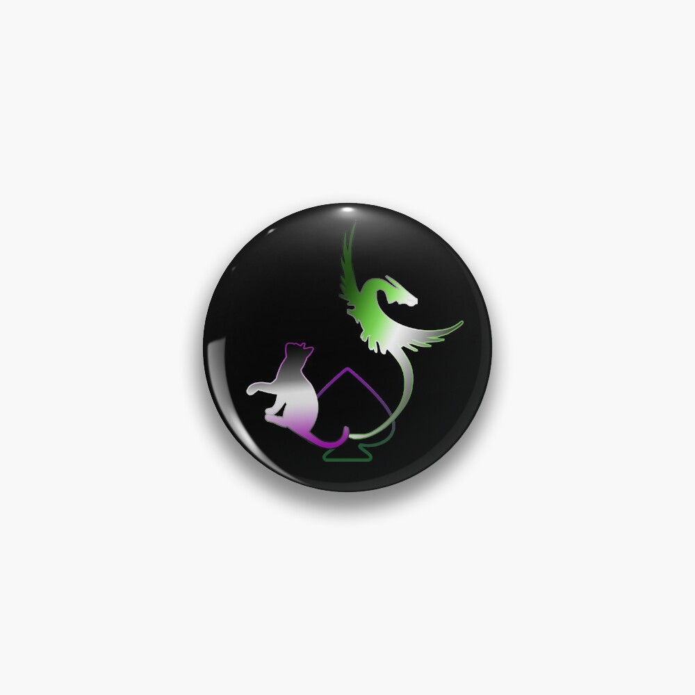 Aromantic Asexual Pride Flags Dragon And Cat Subtle Symbol Lgbtqia Aroace Pin For Sale By