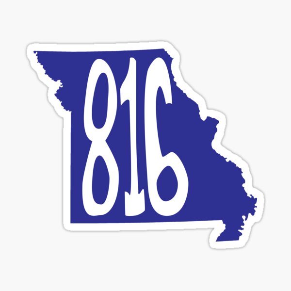 "Hand Drawn Missouri State 816 Area Code Royal Blue" Sticker for Sale ...