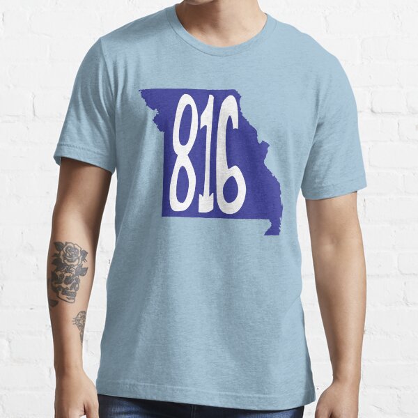 "Hand Drawn Missouri State 816 Area Code Royal Blue" T-shirt by ...