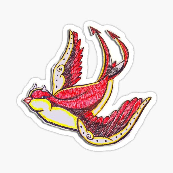 "american trational style swallow devil " Sticker for Sale by ...