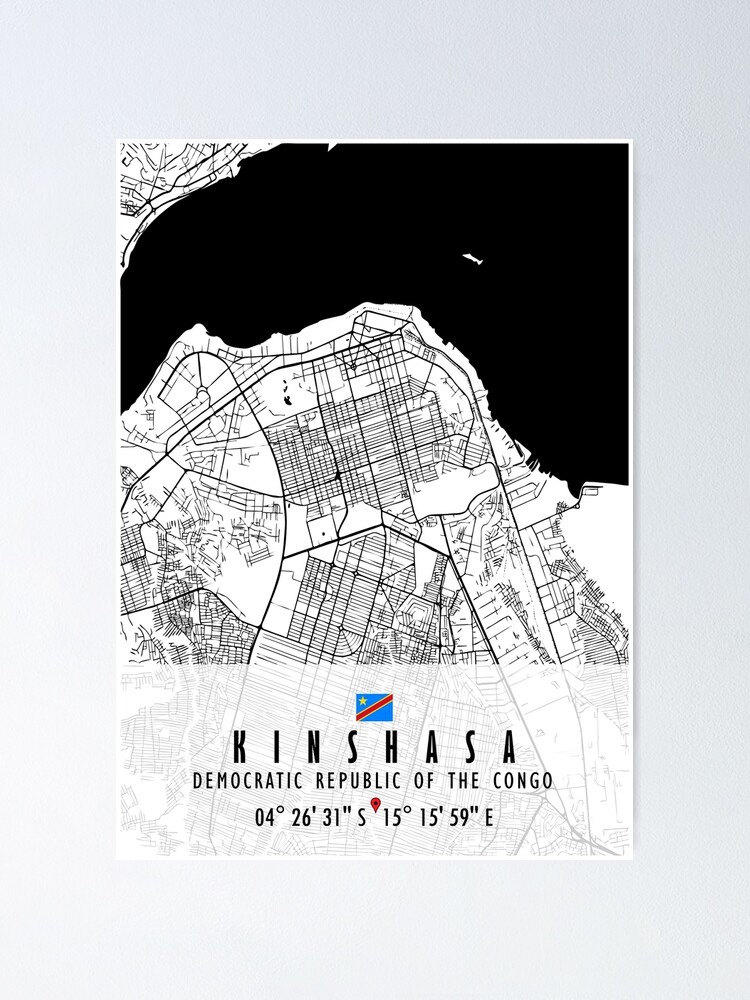"KINSHASA MAP CONGO" Poster for Sale by hatimelhag | Redbubble
