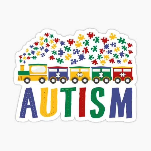 "Autism Train Colorful Autism Awareness Puzzle" Sticker for Sale by ...
