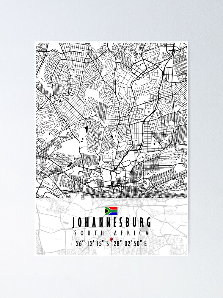 "JOHANNESBURG MAP SOUTH AFRICA" Poster for Sale by hatimelhag | Redbubble