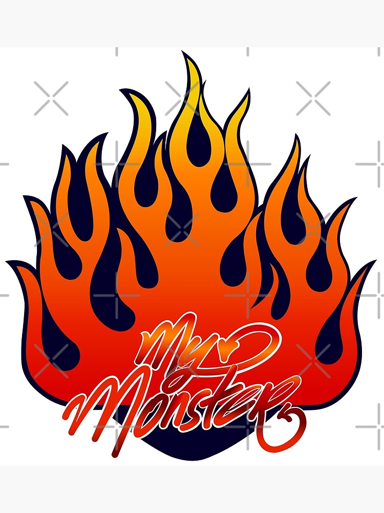 "Flame and my monster written vector design. You can use for logo ...
