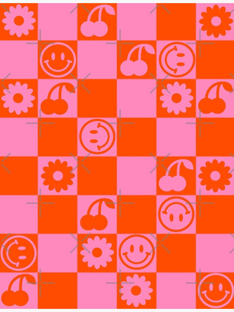 "HAPPY CHECKERS - pink and orange" Poster for Sale by juliasantos5 ...